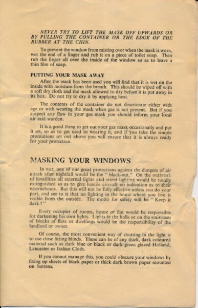 War 1939 Gas mask and masking your windows WW2 advice – Cockermouth ...